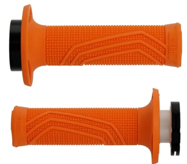 Domino D100 Orange D-Lock Grips W/Push-Pull Pulley - Mission MX