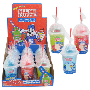 SLUSH PUPPY DIP-N-LIK 1.66 OZ CHERRY - BLUE RASPBERRY - WATERMELON 12CT ...