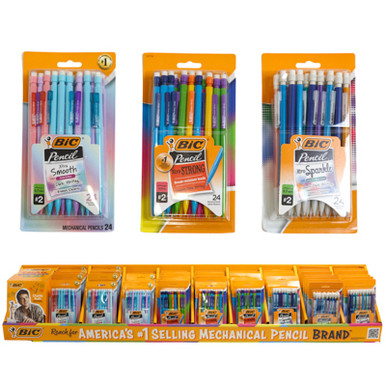 BIC MECHANICAL #2 PENCILS 50PC COUNTER DISPLAY 3AST 24PK .7MM XTRA ...