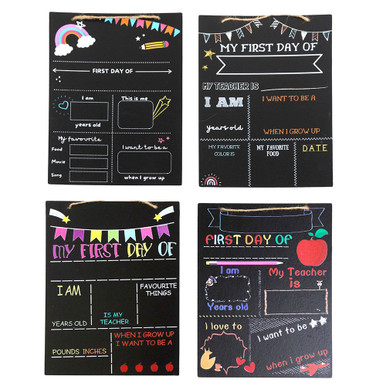 CHALKBOARD FIRST DAY OF SCHOOL 4AST 10X12IN UPC/MDF COMPLY LABEL ...
