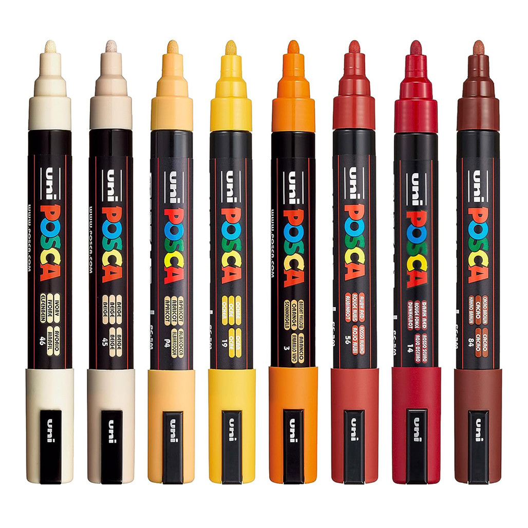 Posca PC-5M Medium Tip Paint Marker Set, Warm Tones, 8 Colors