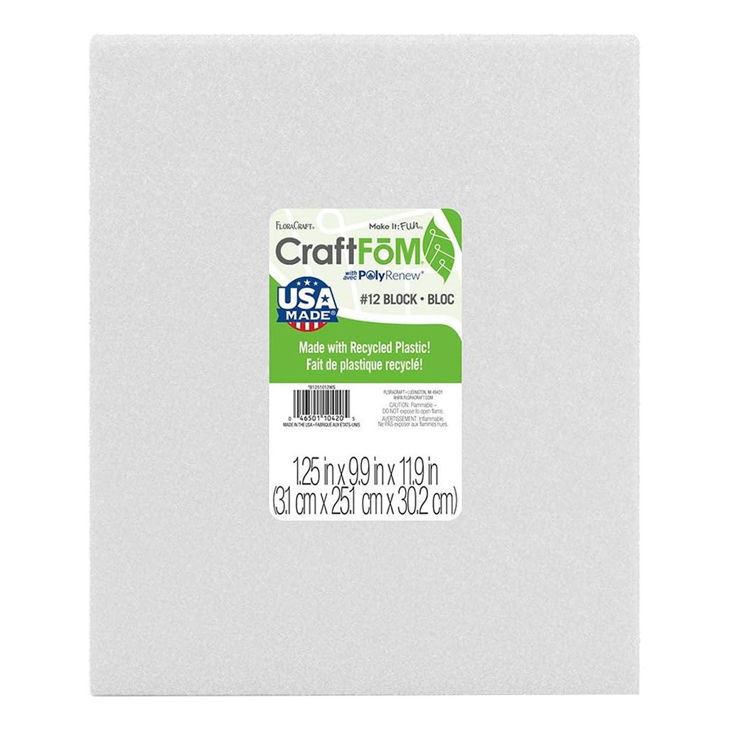 FloraCraft Styrofoam Block, 10" x 12" x 1.25"