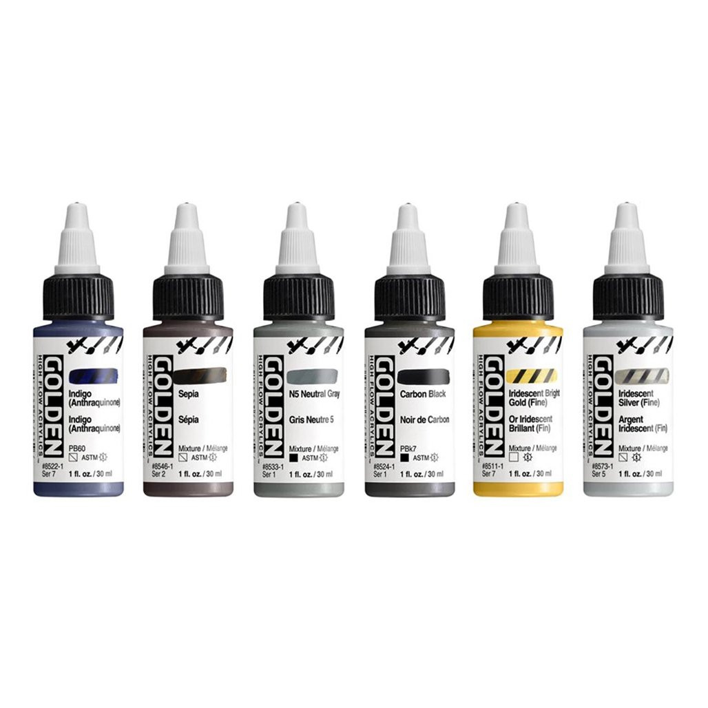 Golden High Flow 6-Color Drawing & Lettering Set