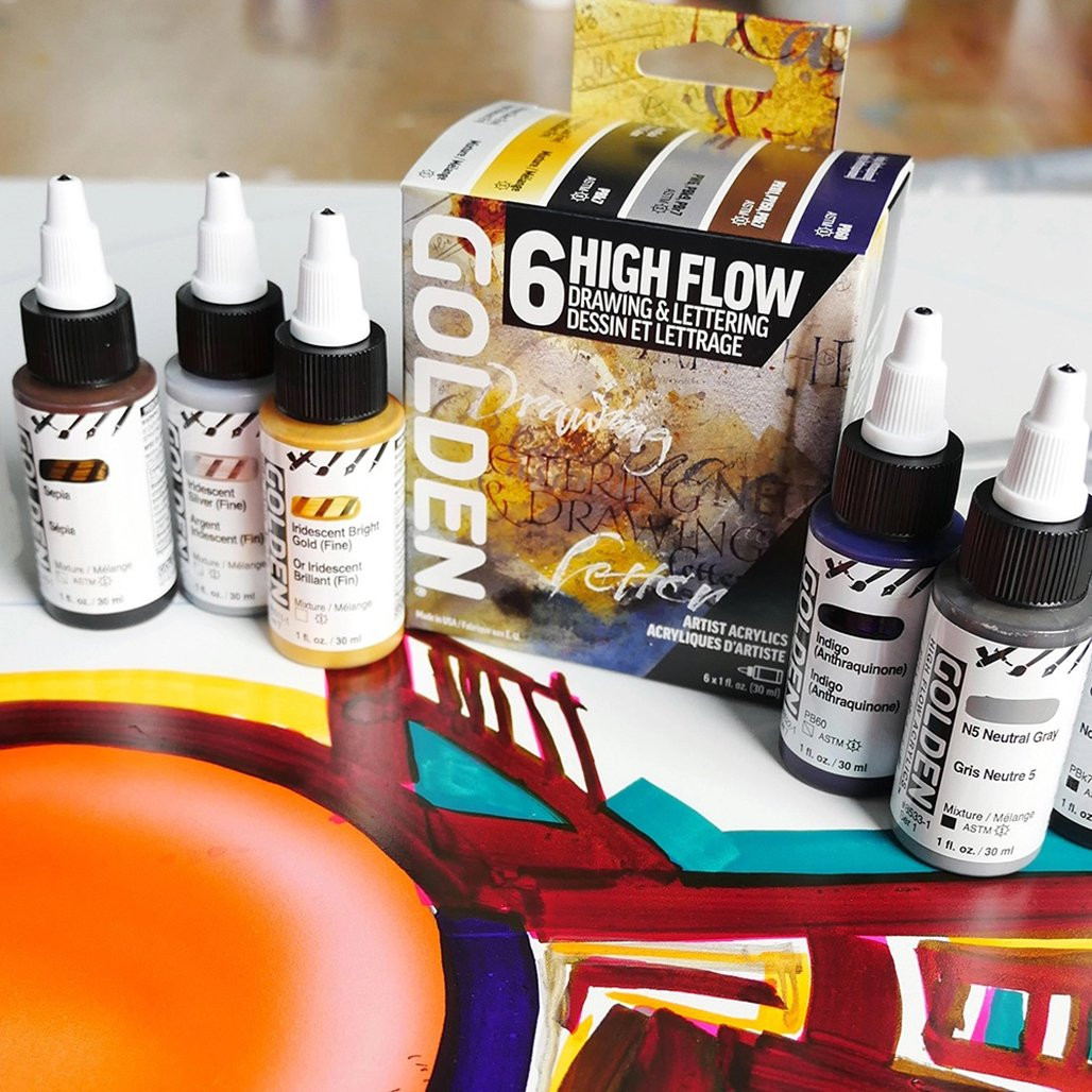 Golden High Flow 6-Color Drawing & Lettering Set