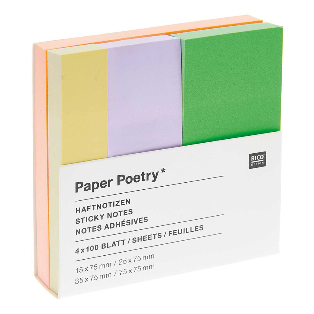 Rico Design Paper Poetry Sticky Notes, Neon