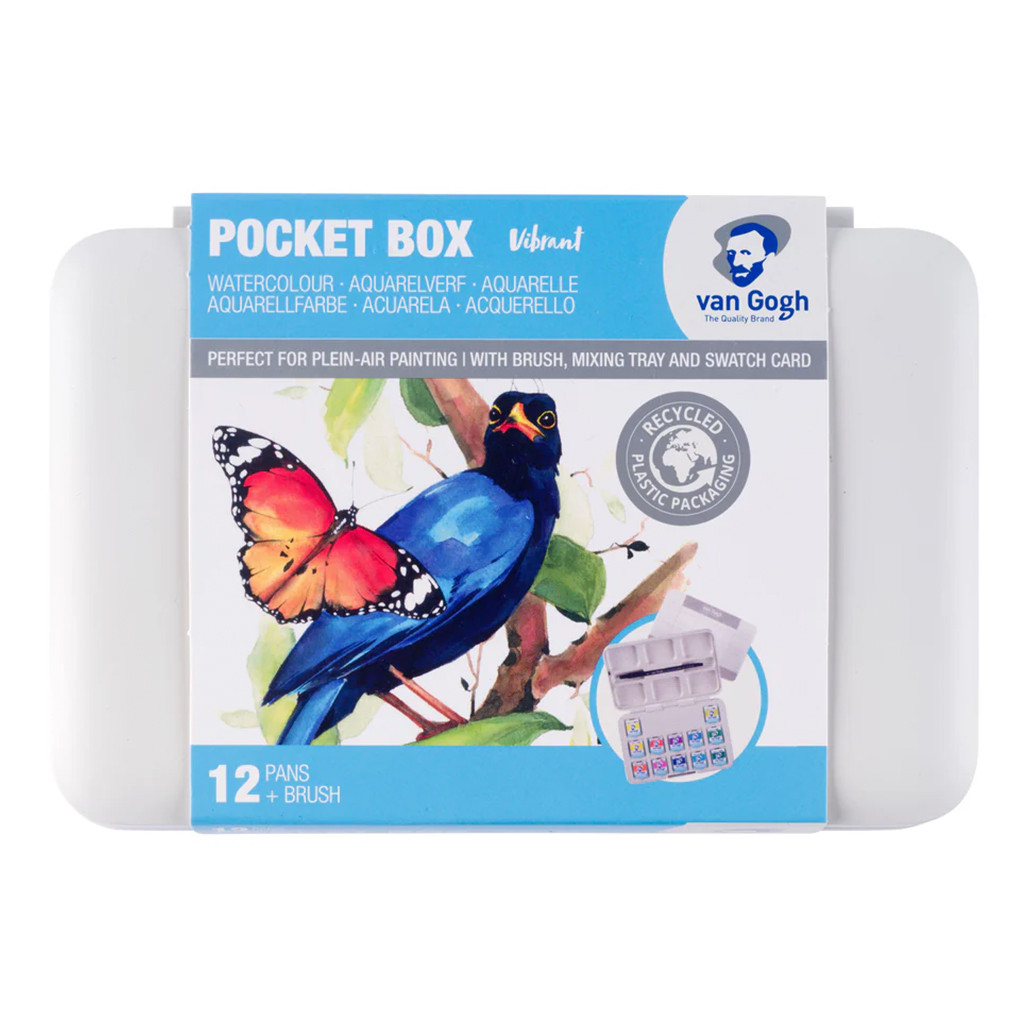 Van Gogh Watercolor Half Pan Pocket Box Set, Vibrant Colors, 12 Colors