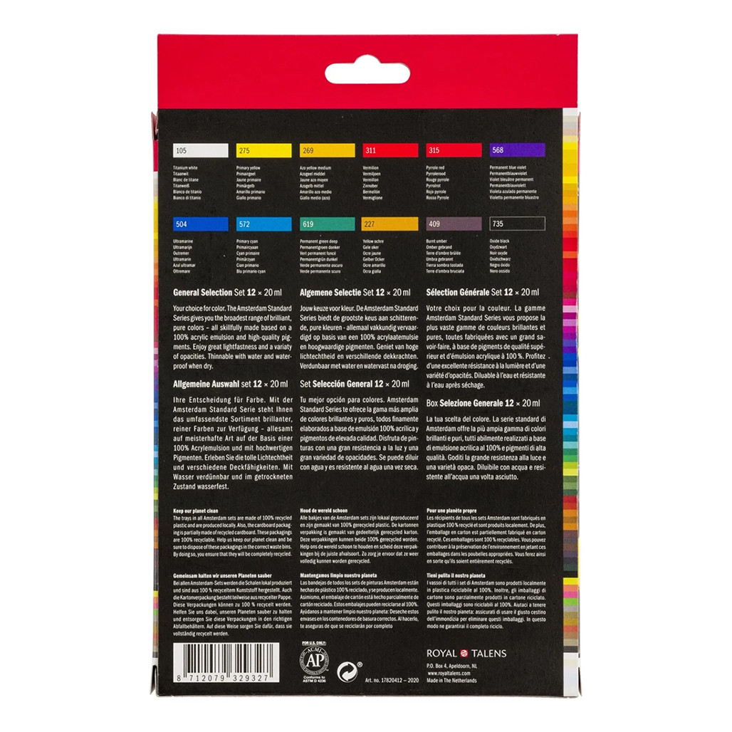 Amsterdam Standard Series 12-Color General Selection Acrylic Paint Set
