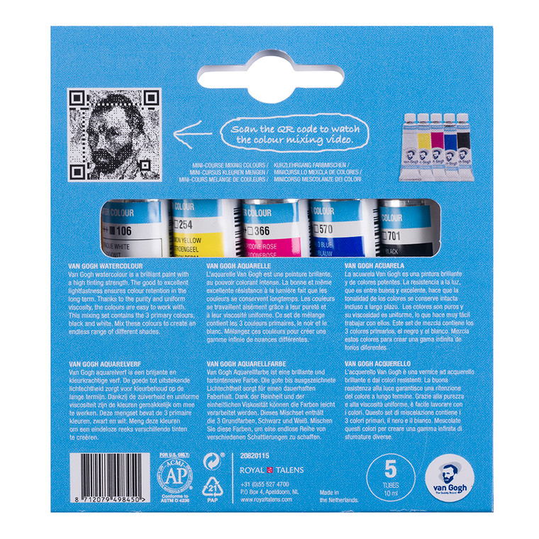 Van Gogh Watercolor Primary Set, 5 Colors - Artist & Craftsman Supply