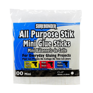 Surebonder All Purpose Stik 4" Mini Glue Sticks, 100 Pack