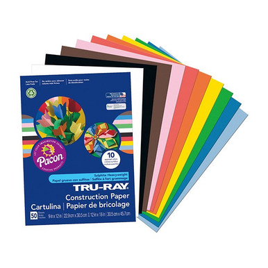 Pacon Tru-Ray Fade Resistant 9" x 12" Construction Paper Pack