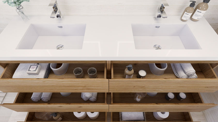 Aron 72" Freestanding with Reinforced Acrylic Double Sink