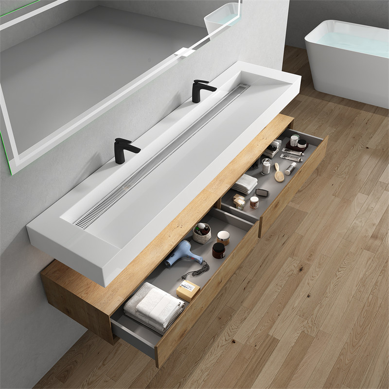 Baxter 84’’ Floating Bathroom Vanity Set with Acrylic Double Sink