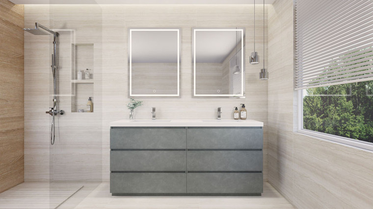 Aron 72" Freestanding with Reinforced Acrylic Double Sink