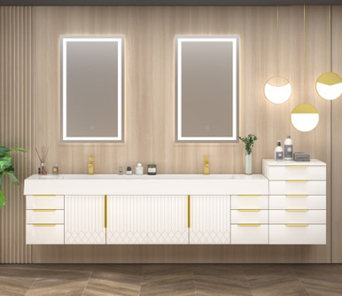 Marvel 104" Floating Bathroom Vanity with Reinforced Acrylic Double ...