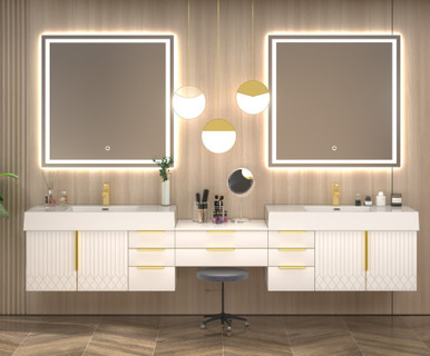 Marvel 110" Floating Bathroom Vanity with Reinforced Acrylic Sink in ...
