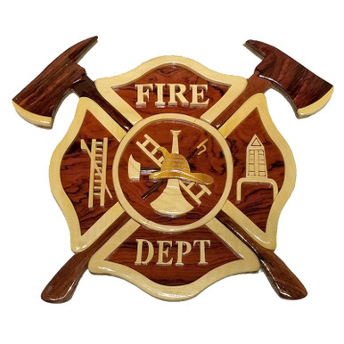 14" Fire Service Emblem Handmade Wood Plaque | Primo Supply