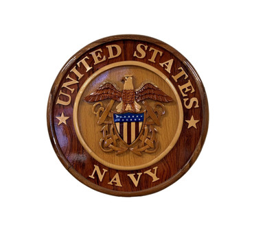 12" US Dept of Navy Emblem Handmade Intarsia Wood Plaque