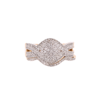 10k Yellow Gold 0.50ct Diamonds Bridal Set Wave Style Bust Down Ring ...