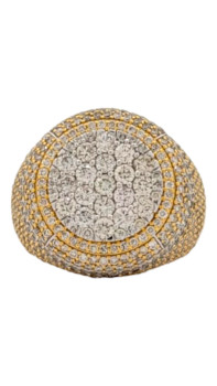 Men's 10kt Yellow Gold Dome Style Iced Out Pinky Ring with 3.85ct ...