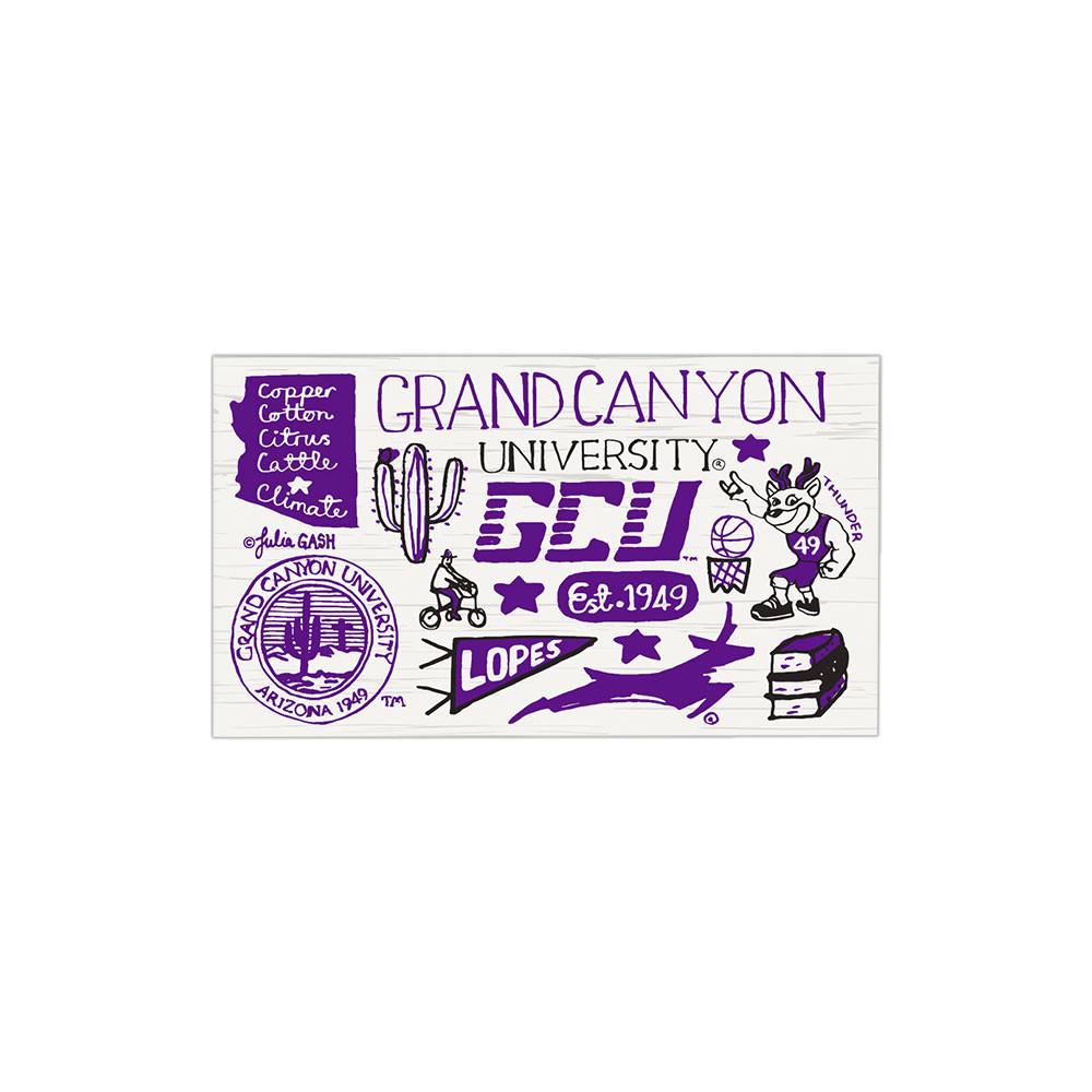 Julia Gash Grand Canyon University Multi-Logo Small Wood Magnet