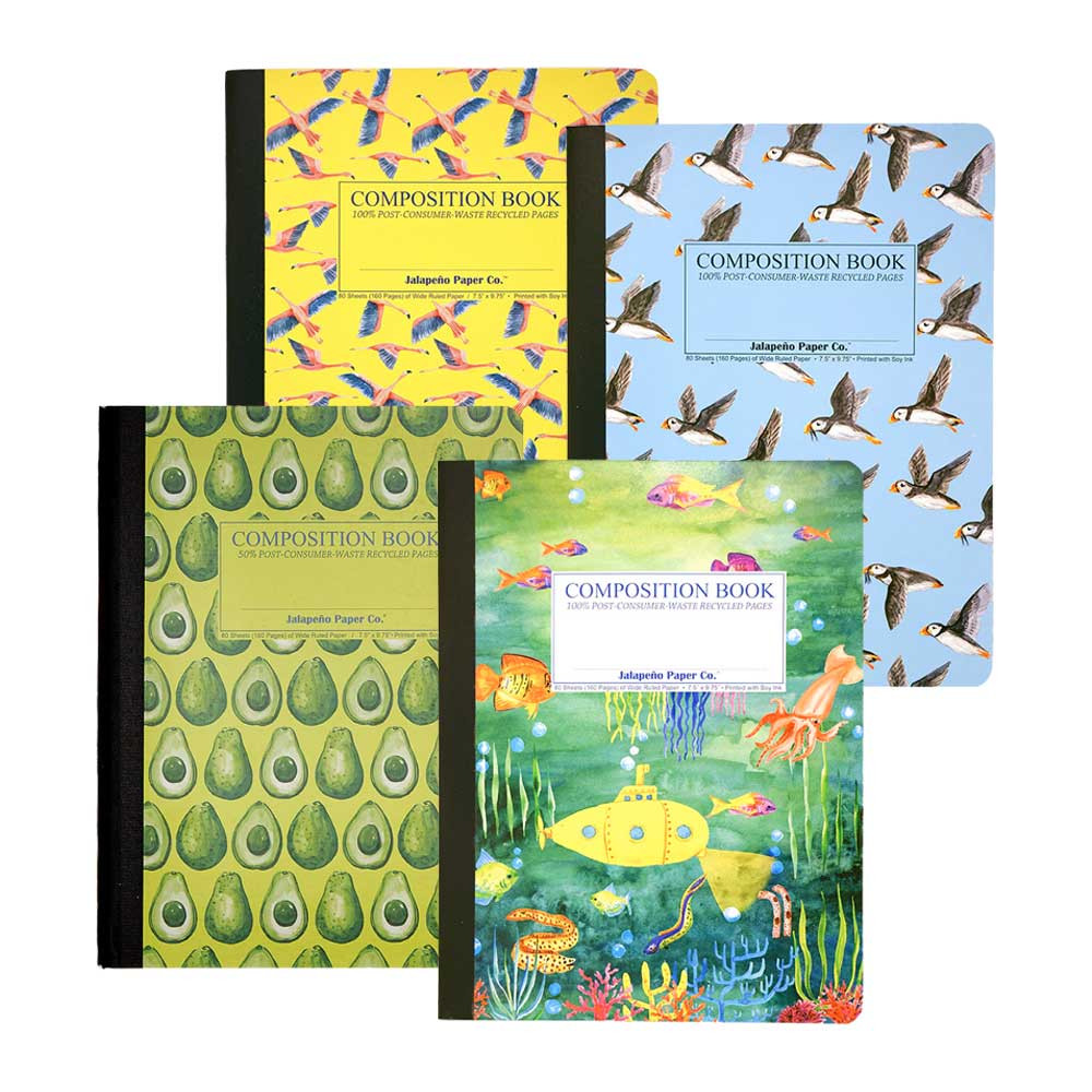 Jalapeño Paper Co. Tape Bound Composition Book Wide Ruled 80 Sheets