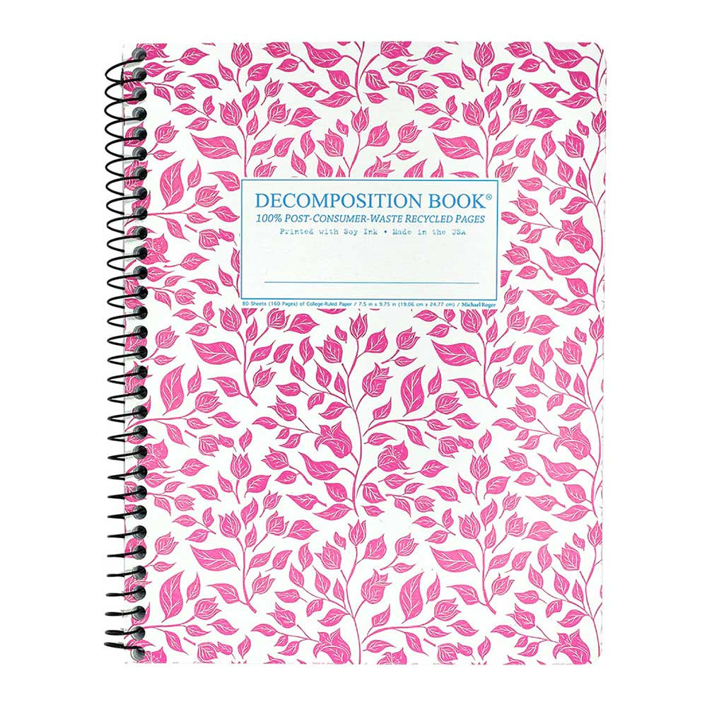 Coil Bound Decomposition Book College Ruled 80 Sheets - Floral Collection