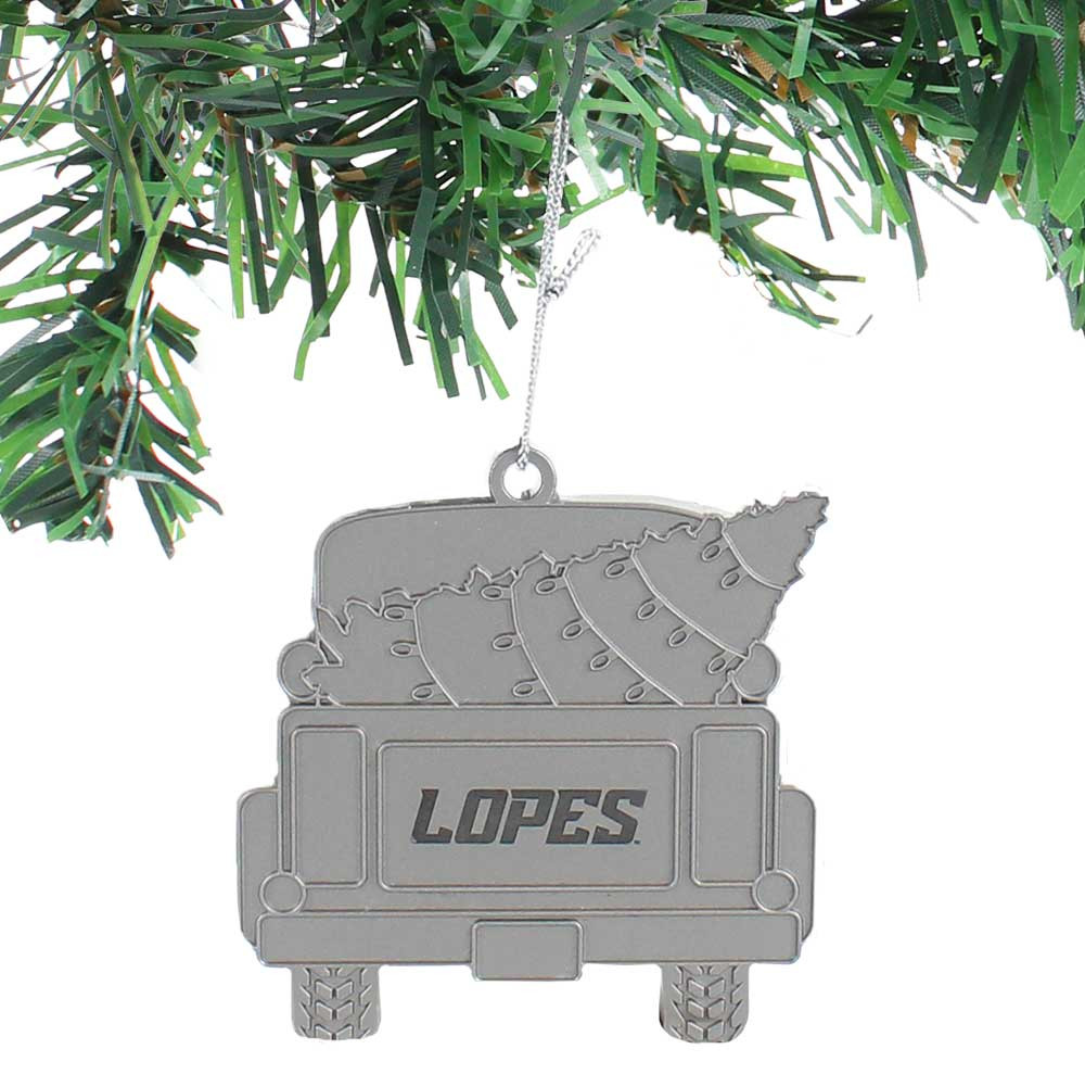 Silver Christmas Tree on Pewter Truck Lopes Ornament