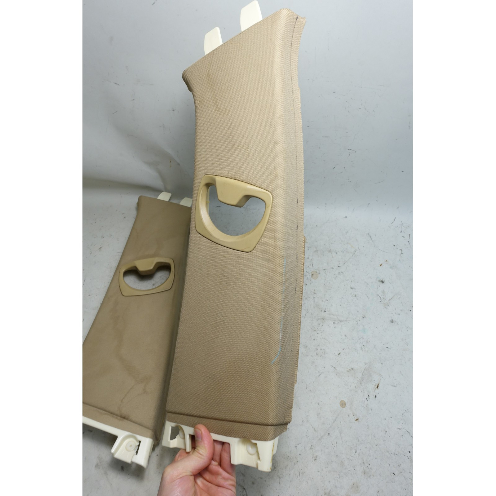 BMW E90 E91 3-Series B-Pillar Upper Trim Cover Pair Beige 2006-2012 OEM