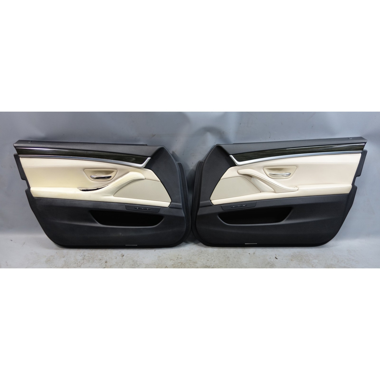 11-16 BMW F10 5-Series Front Door Card Trim Panels Ivory White Napa ...