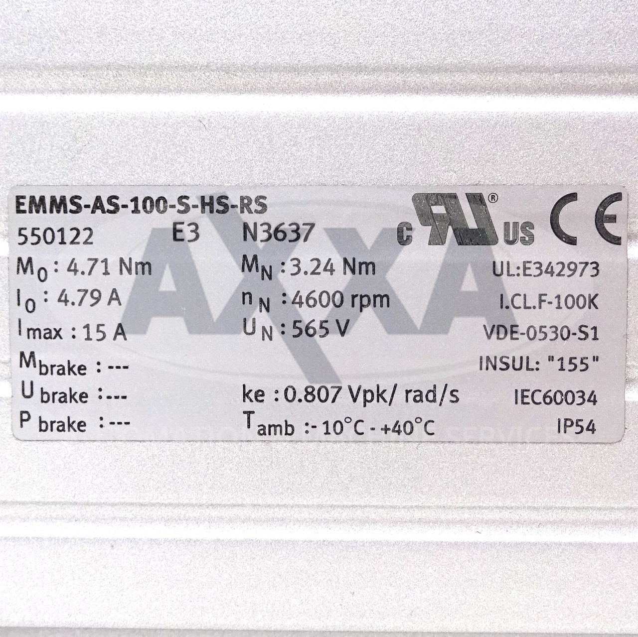 Servo Motor EMMS-AS-100-S-HS-RS Festo 550122 - Servo Motors Ltd