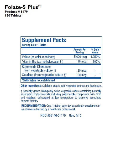 Folate-5 Plus (with B12) - Biotics Research - The Drugless Doctor