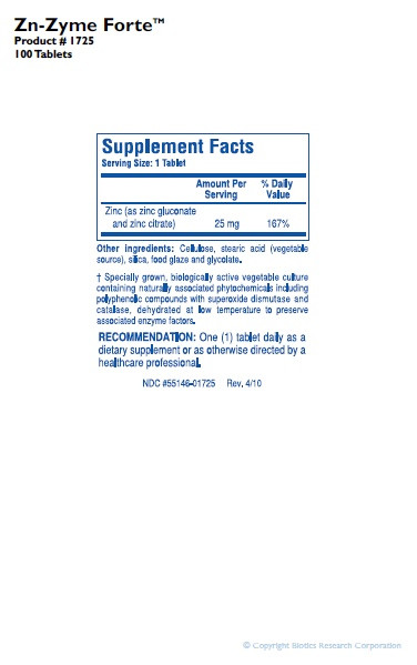 Zn-Zyme Forte - Biotics Research - The Drugless Doctor