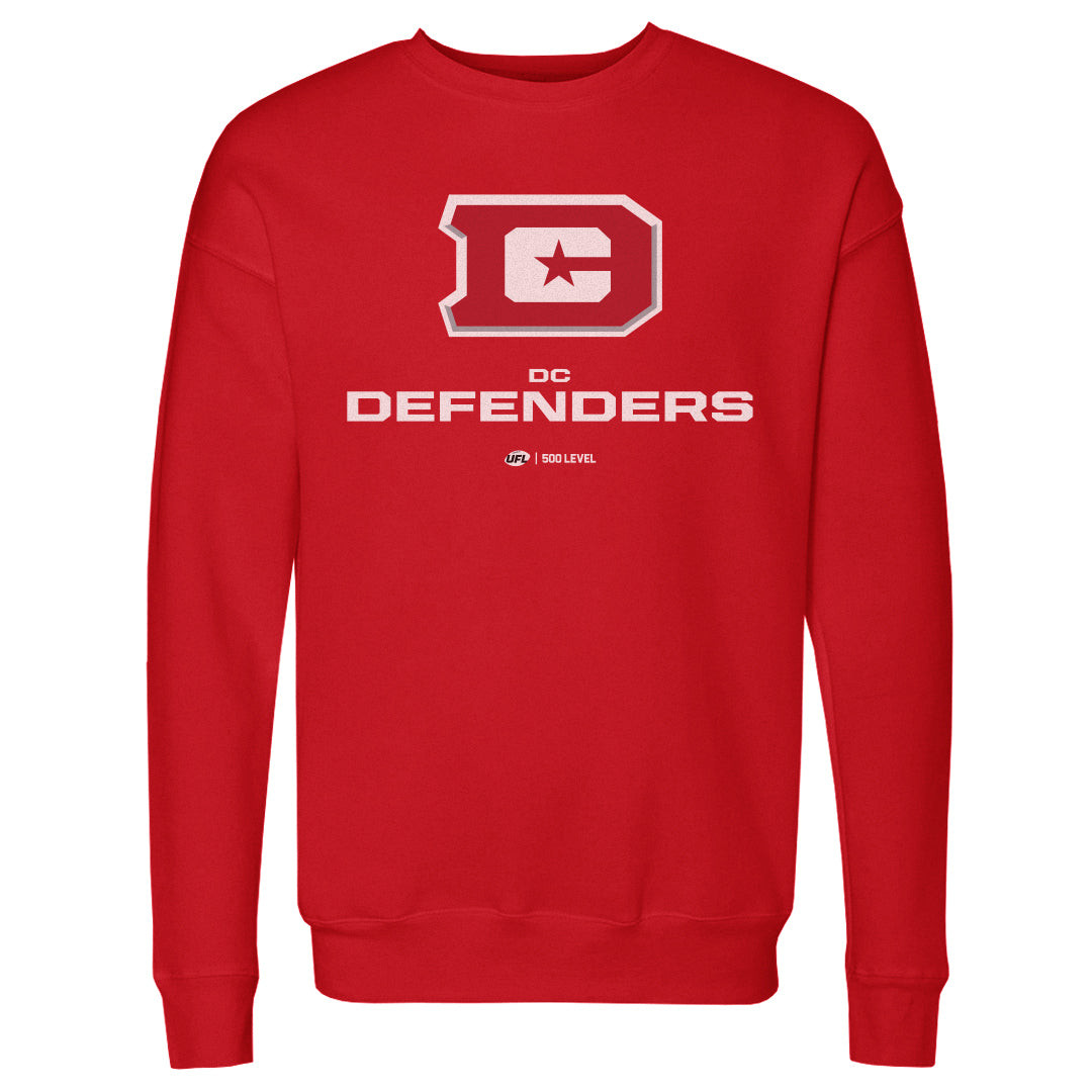 DC Defenders Primary Logo Red Men's Crewneck Sweatshirt - ShopTheUFL