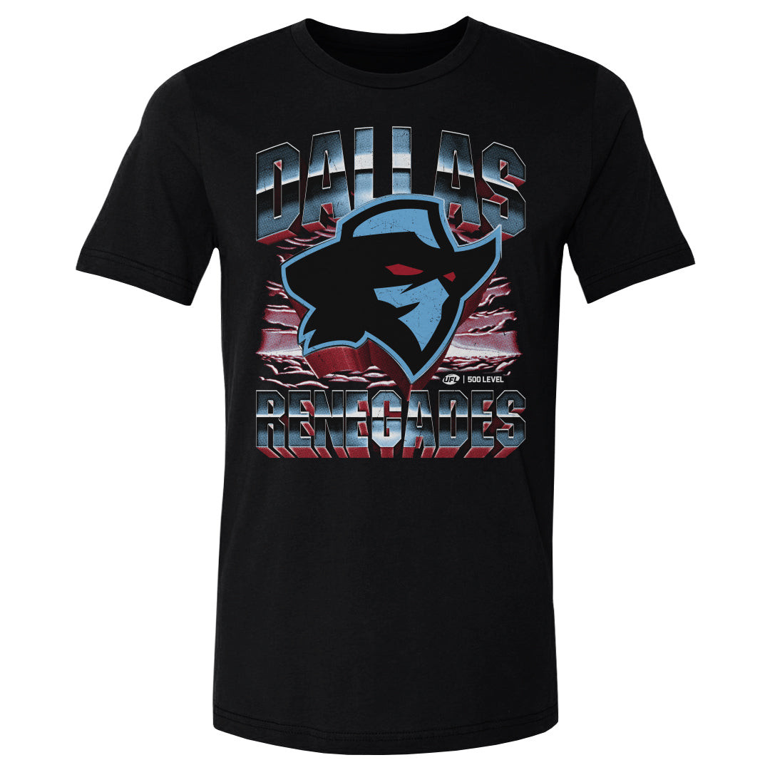 Dallas Renegades State Map Black Men's Cotton T-Shirt - ShopTheUFL
