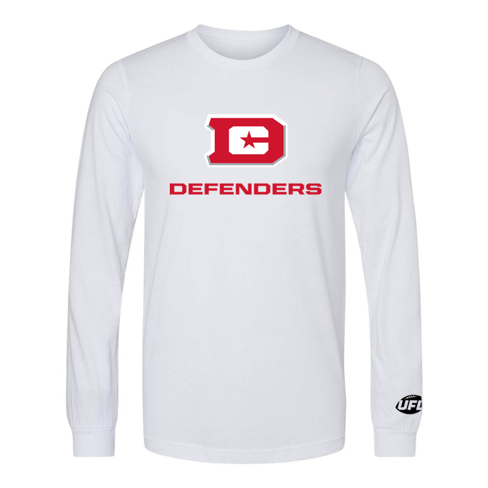 DC Defenders Primary Logo Red Men's Long Sleeve T-Shirt - ShopTheUFL