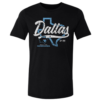 Dallas Renegades State Map Black Men's Cotton T-Shirt - ShopTheUFL
