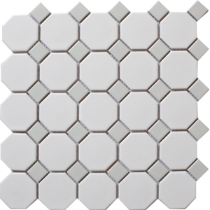 Roca CC Mosaics Octagonal Snow White & Gray Dot 12 x 12 Matte Mosaic ...