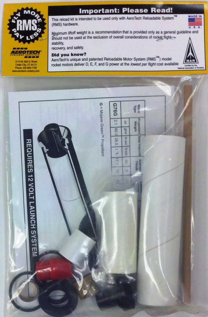 Aerotech 29mm Composite Model Rocket Motor RMS G76-7G(1pk) AER 77507