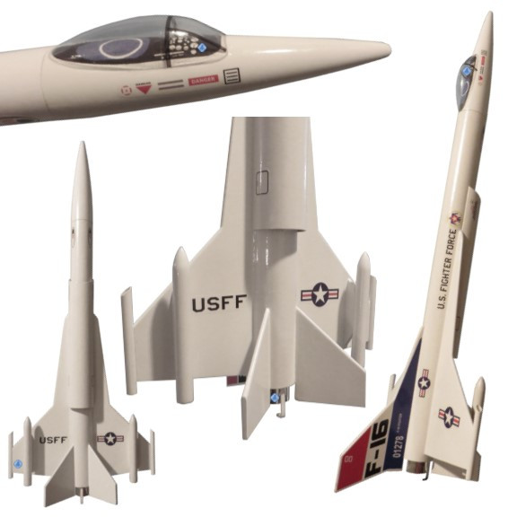 Odd'l Rockets Flying Model Rocket Kit F-16 Fighter