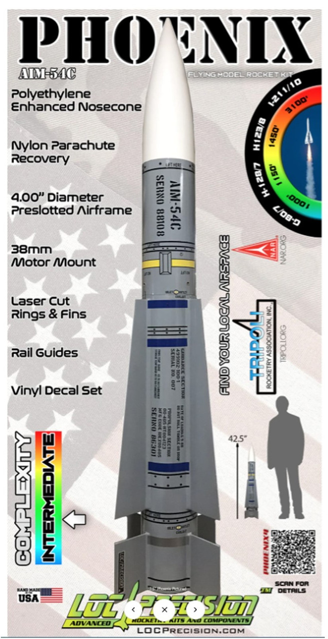LOC Precision Flying Model Rocket Kit 4.0" AIM-54C Phoenix LOC YCPHX4