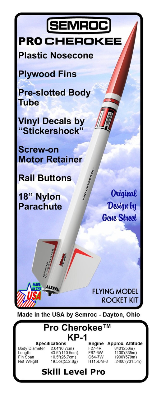 Semroc Flying Model Rocket Kit Pro Cherokee SEM-KP-01