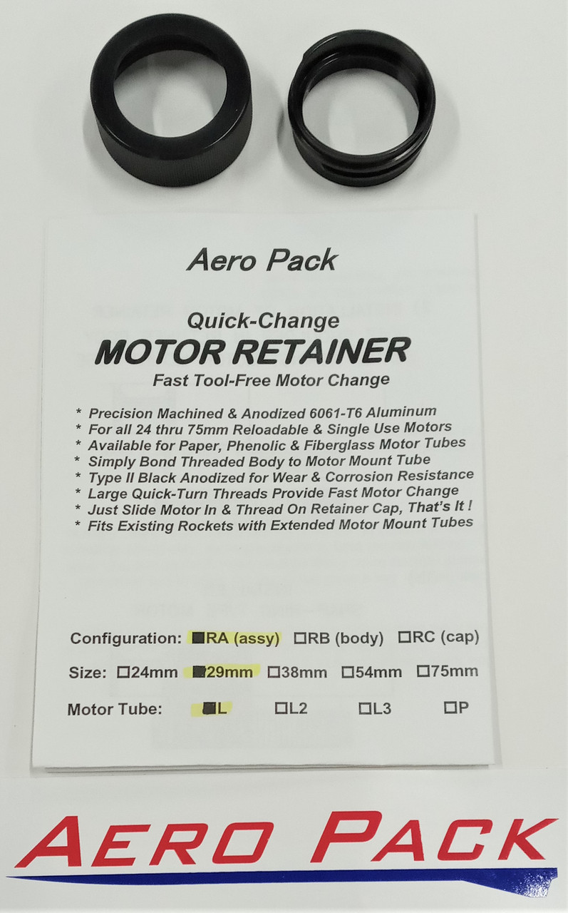 Aero Pack Aluminum Quick Change Motor Retainer Assembly, 29mm, L-LOC ...