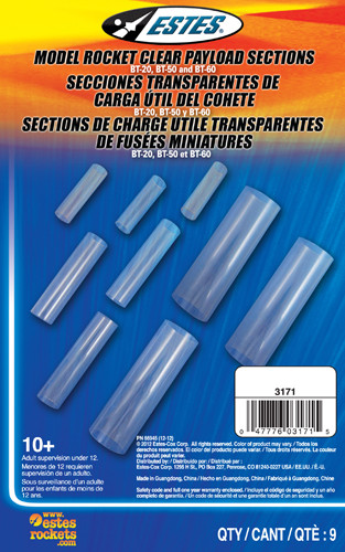 Estes Accessories Clear Payload Section(9pk) EST 3171