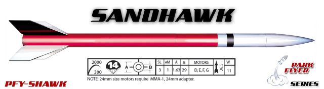 LOC Precision Flying Model Rocket Kit 1.63" Sandhawk PFY-SHAWK
