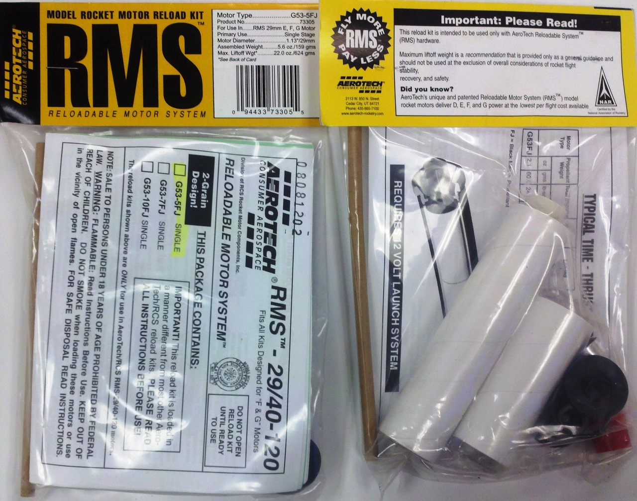 Aerotech 29mm Composite Model Rocket Motor RMS G53-5FJ(1pk) AER 73305