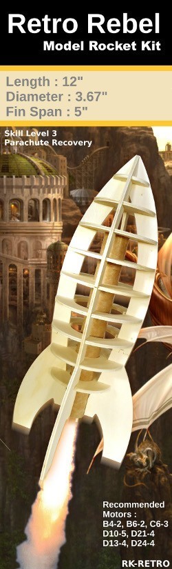 Rocketarium Flying Model Rocket Kit Retro Rebel RK-1035