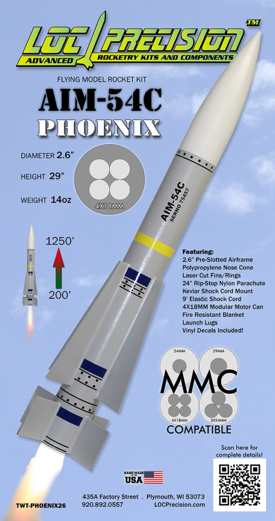LOC Precision Flying Model Rocket Kit 2.63" AIM-54C Phoenix LOC TWT-PHOENIX