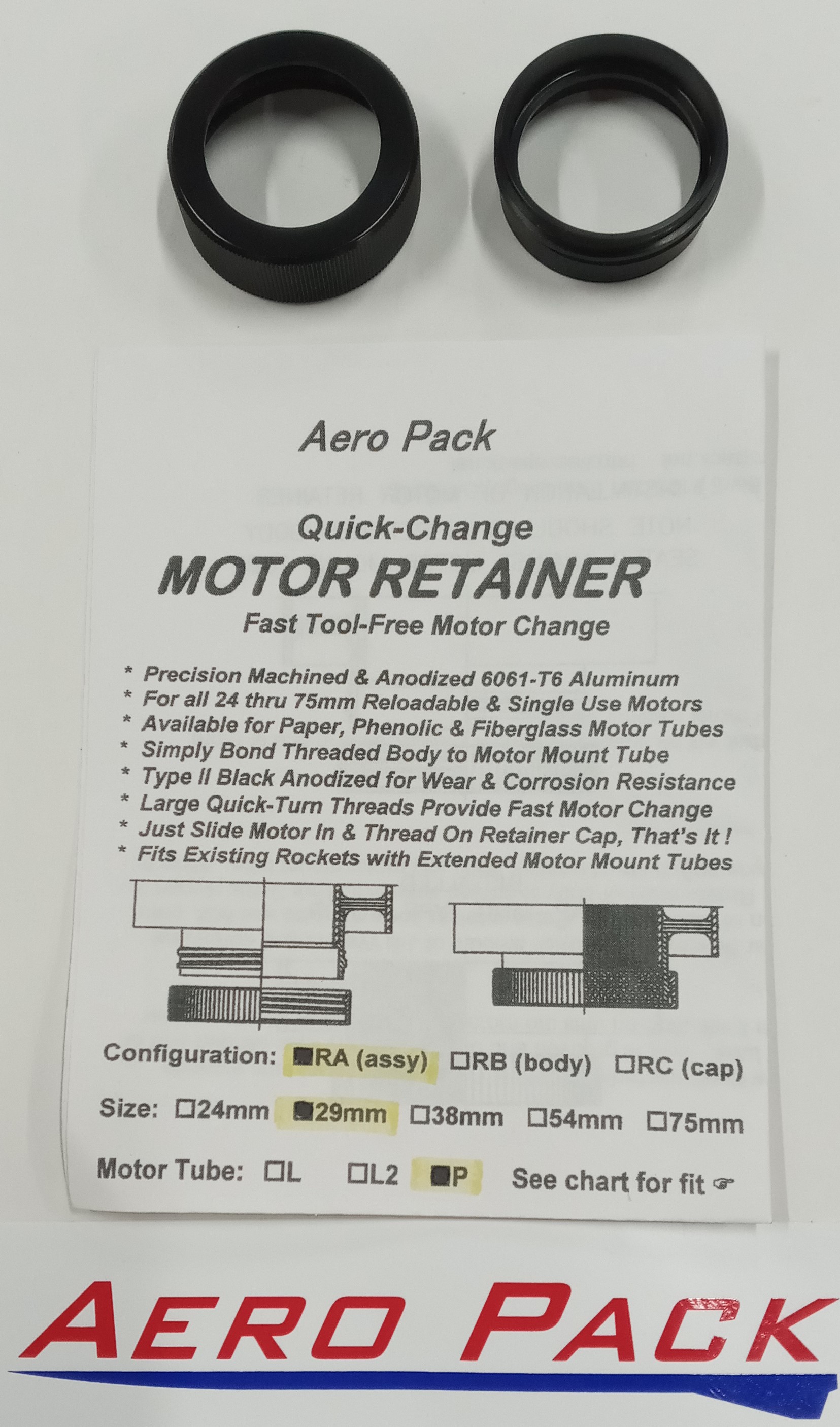 Aero Pack Aluminum Quick Change Motor Retainer Assembly, 29mm, P-PML ...