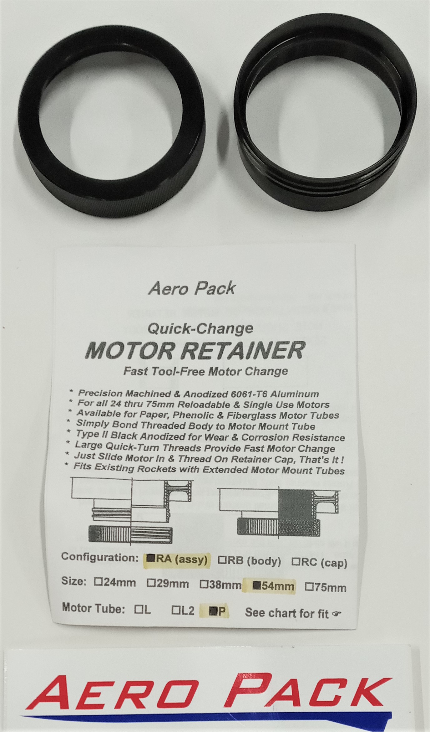 Aero Pack Aluminum Quick Change Motor Retainer Assembly, 54mm, P-PML 2. ...