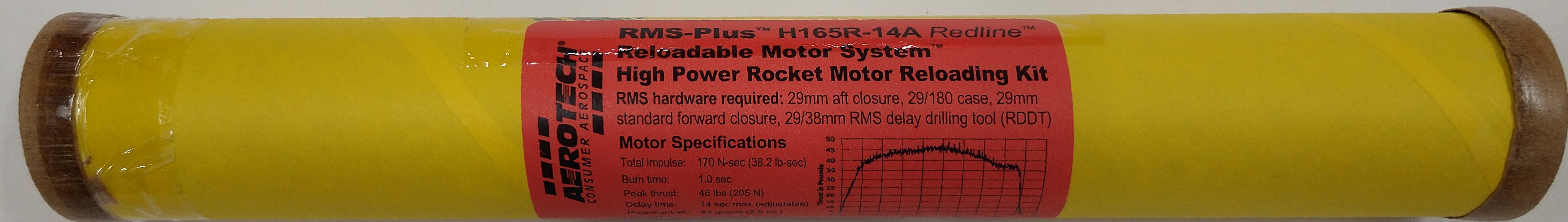 Aerotech 29mm Composite Model Rocket Motor RMS H165R-14A(1pk) AER 081614